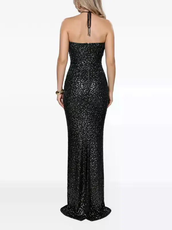 ROSERRY Sequin-embellished Floral-appliqué Maxi Dress