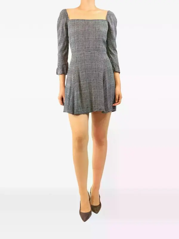 REFORMATION Houndstooth-print Mini Dress - Black
