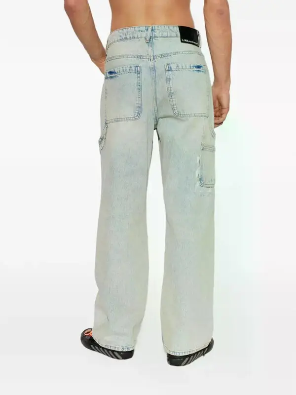 L/AB C/O OFF-WHITE Logo-print Panelled Jeans