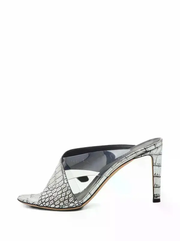 GIUSEPPE ZANOTTI Crocodile-embossed Heel Sandals - Silver