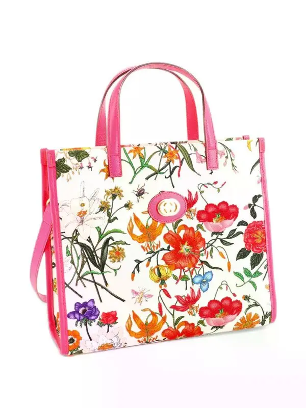 Gucci Convertible Flora Canvas Medium Tote Bag - Pink