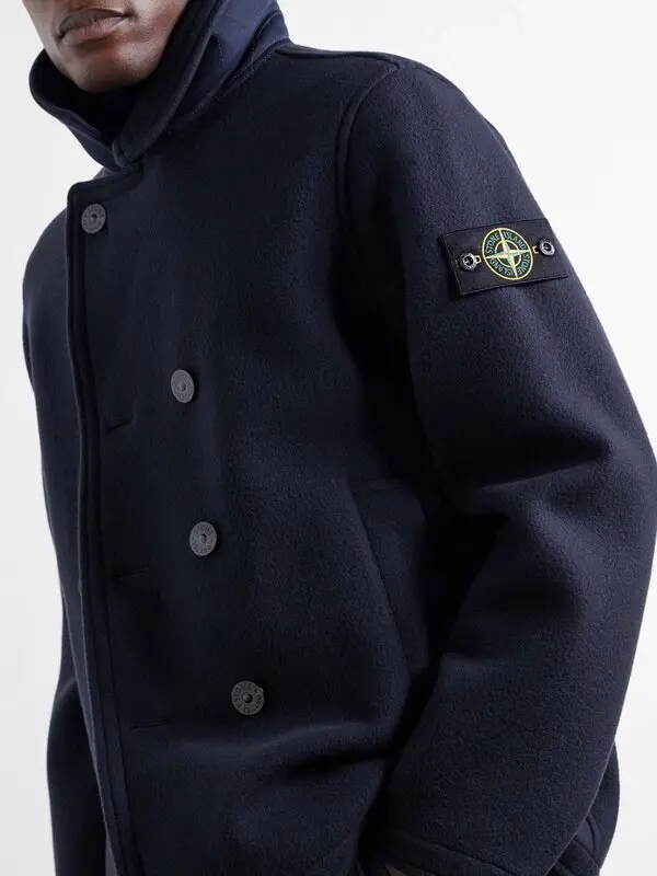 Stone Island Double-breasted Melton Wool And Cashmere-blend Twill Coat
