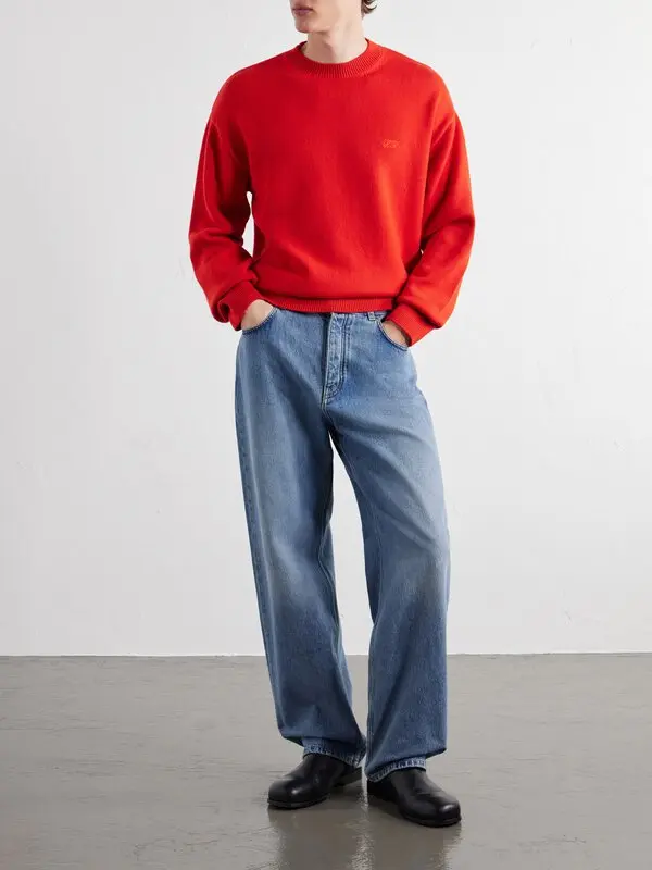 Loewe Anagram-embroidered Cashmere-blend Sweater - Red