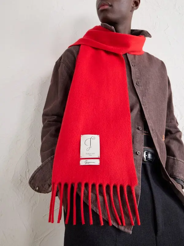 Jacquemus Cavallo Logo-appliquéd Fringed Virgin Wool-felt Scarf