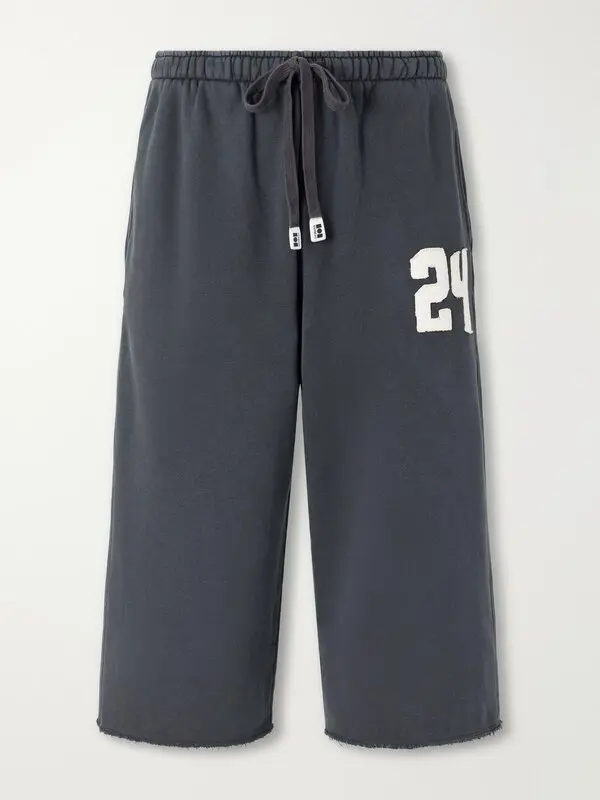 NAHMIAS Hoops 24 Straight-leg Cropped Cotton-jersey Sweatpants