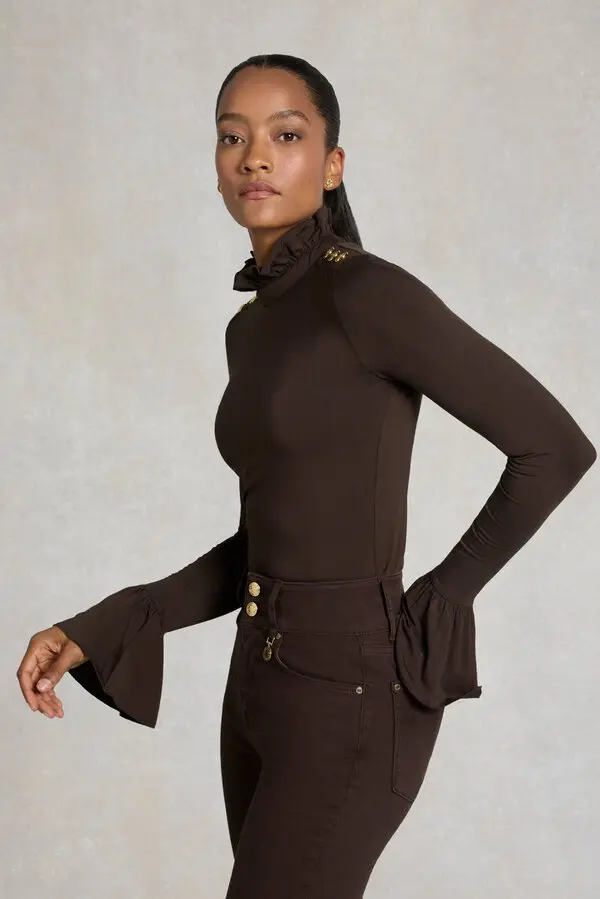 Holland Cooper Supersoft Frill Neck Top