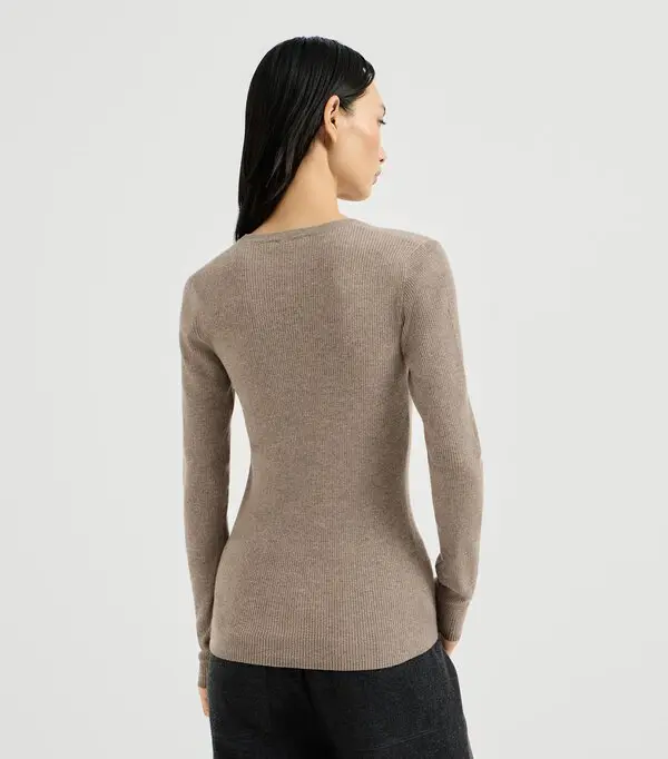 Brunello Cucinelli Cashmere-blend Ribbed Sparkle Sweater