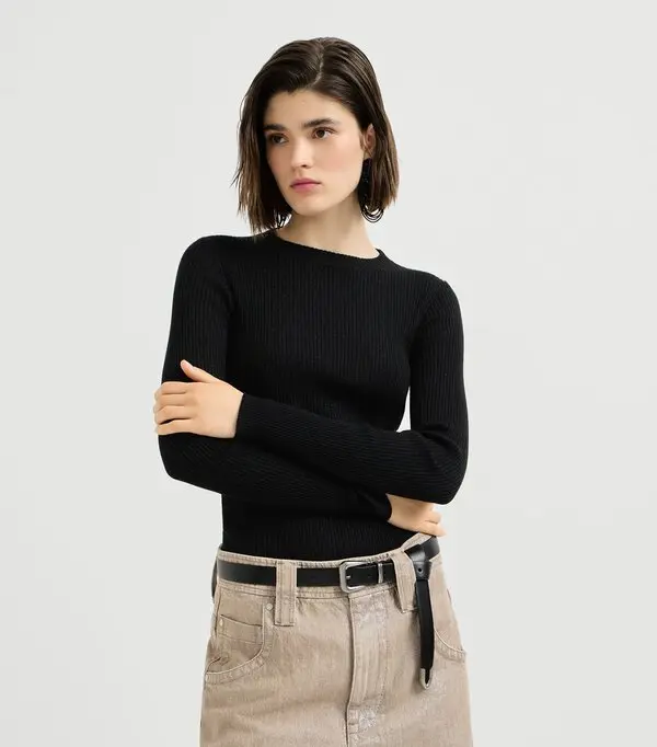Brunello Cucinelli Cashmere-blend Ribbed Sparkle Sweater