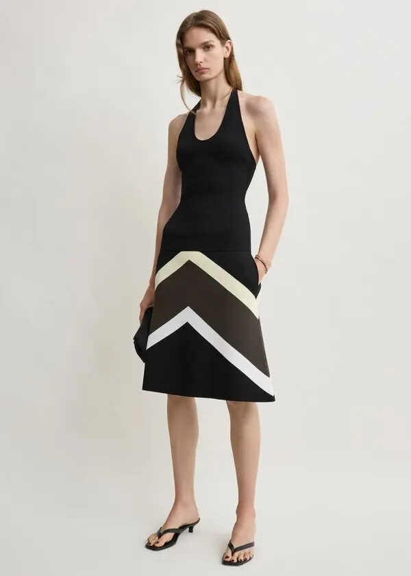 TOTEME Chevron Stripe Skirt /green - Black