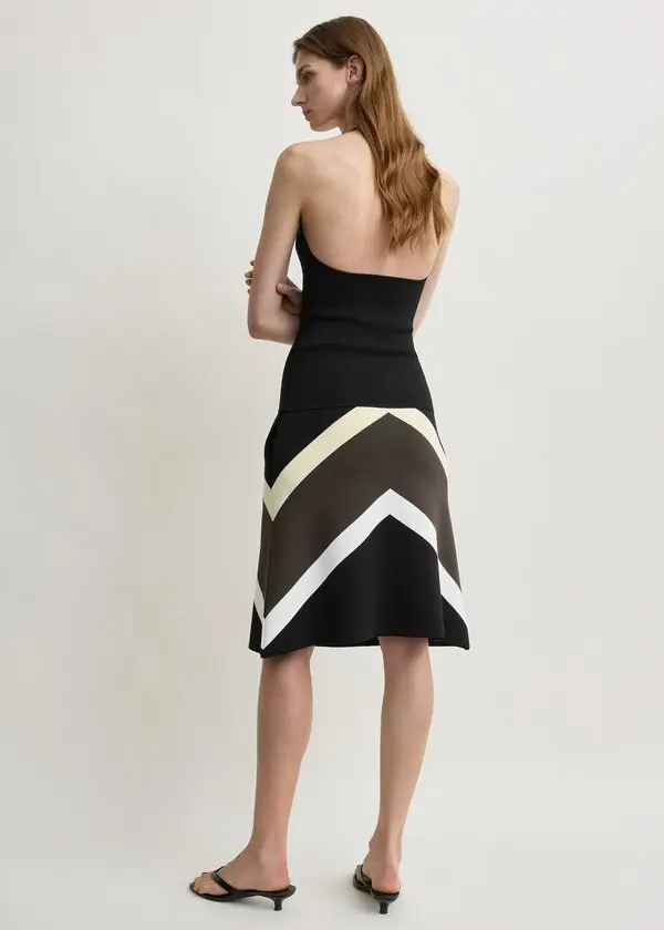 TOTEME Chevron Stripe Skirt /green - Black