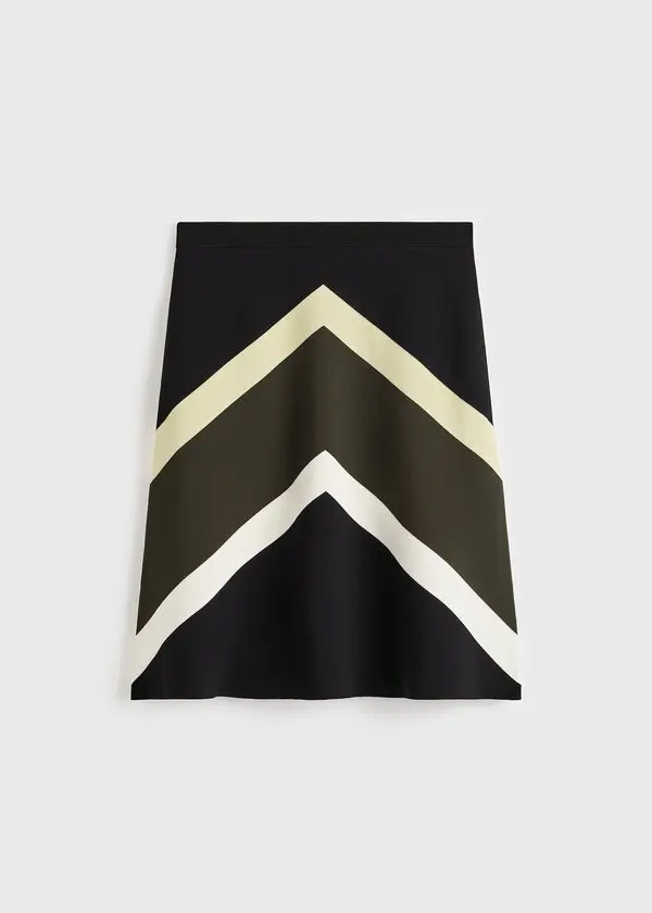 TOTEME Chevron Stripe Skirt /green - Black