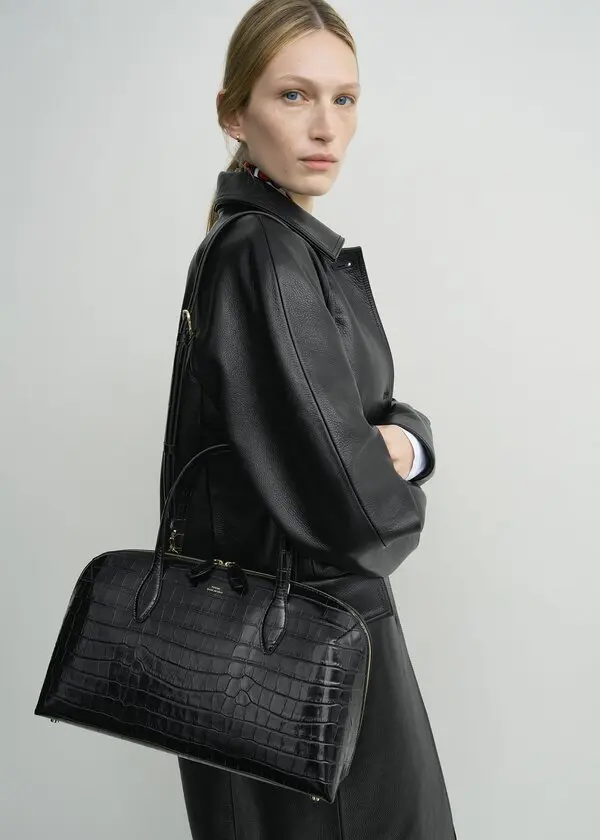 TOTEME Medium Croco-embossed Day Tote - Black