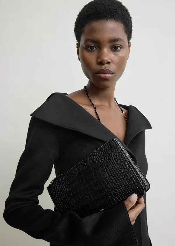 TOTEME Threefold Croco-embossed Clutch