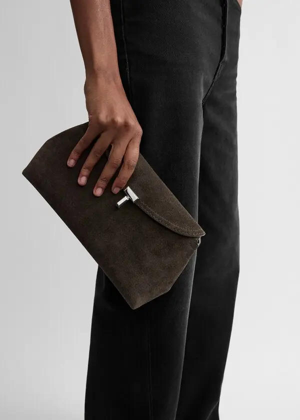 TOTEME T-lock Suede Clutch