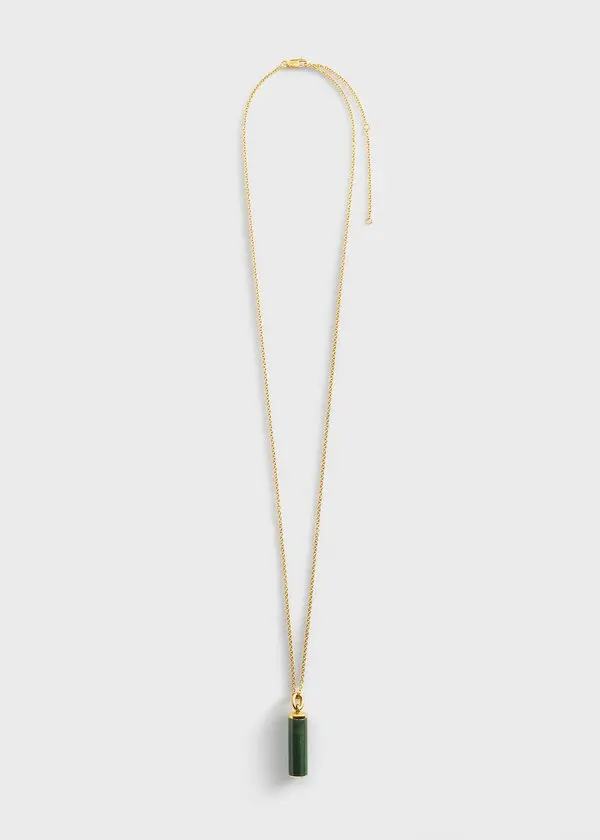 TOTEME Monogram Jade Seal Necklace Dark Green - Gold