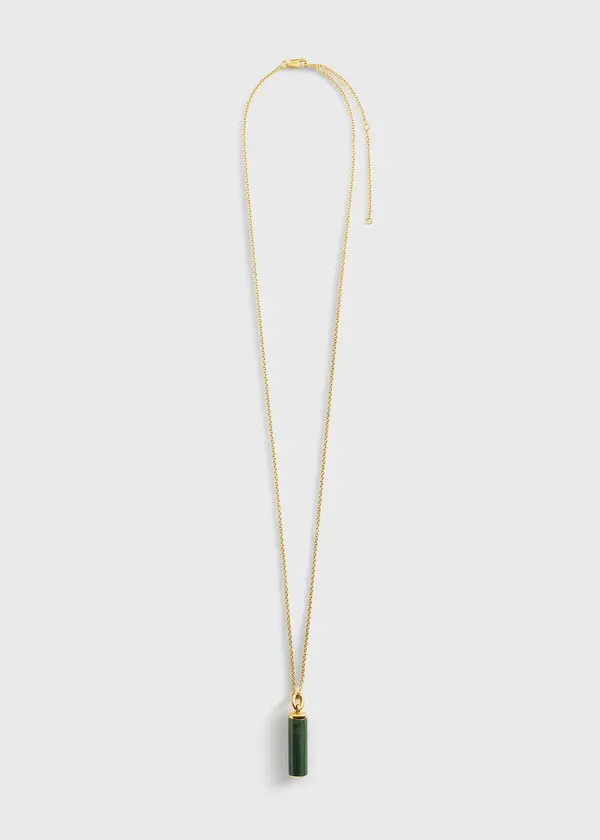 TOTEME Monogram Jade Seal Necklace Dark Green - Gold