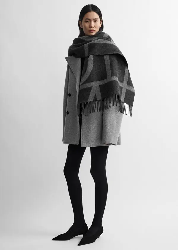 TOTEME Monogram Brushed Wool Scarf Melange