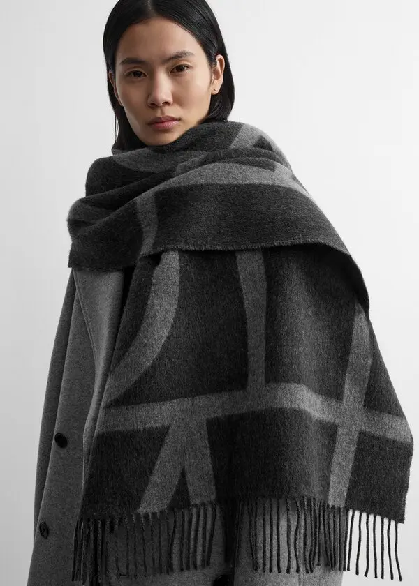 TOTEME Monogram Brushed Wool Scarf Melange