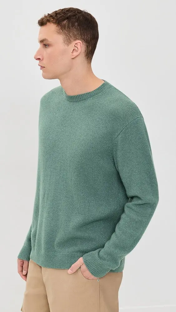 THE ELDER STATESMAN Cashmere Statesman Crew Sweater - Pacific Blue