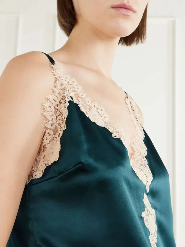 DÔEN Kira Corded Lace-trimmed Silk-satin Cami