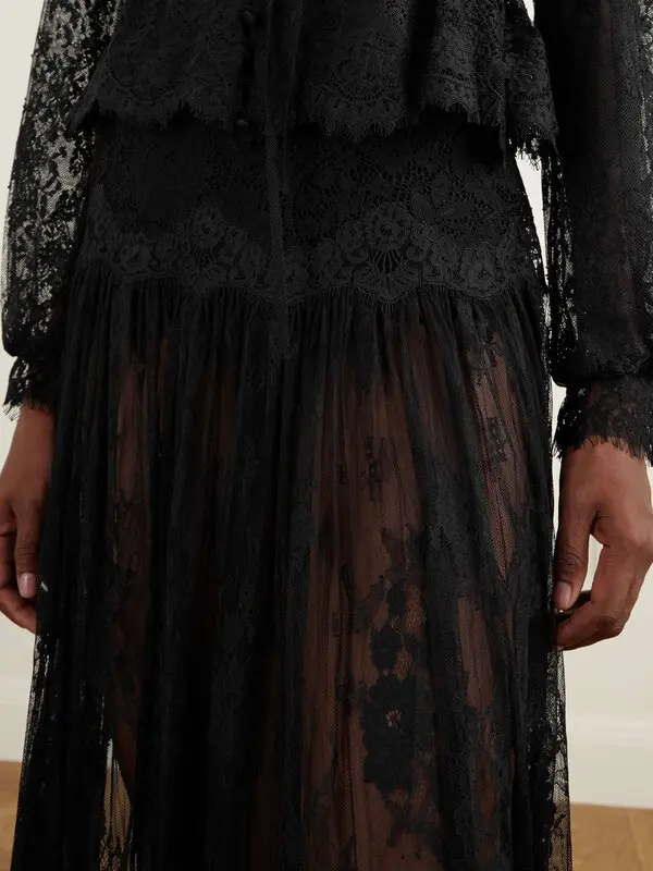 DÔEN Giorgine Scalloped Lace Midi Skirt
