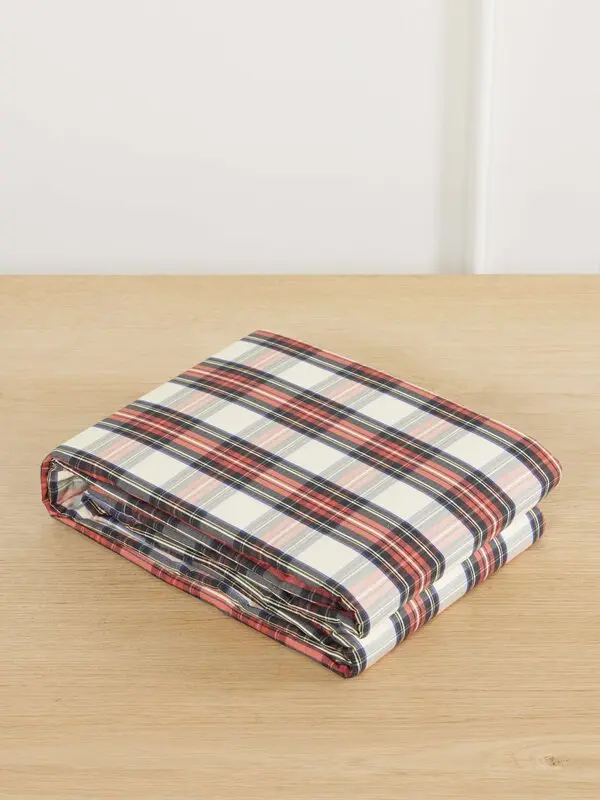 TEKLA Checked Cotton-percale Queen Duvet Cover