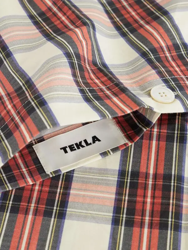 TEKLA Checked Cotton-percale Queen Duvet Cover
