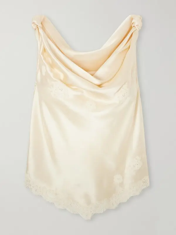 DÔEN Manon Gathered Silk Top - Neutrals