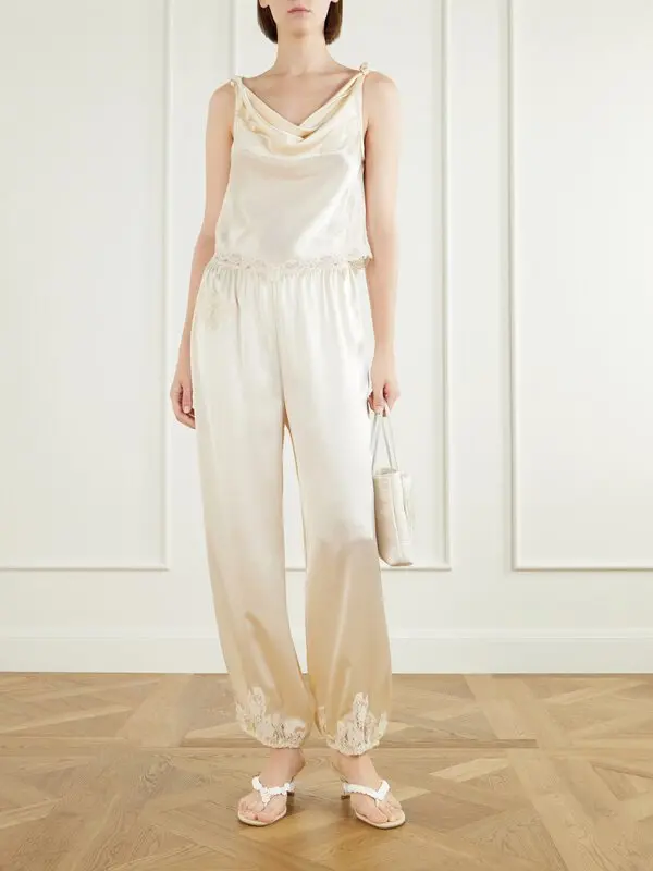 DÔEN Manon Gathered Silk Top - Neutrals