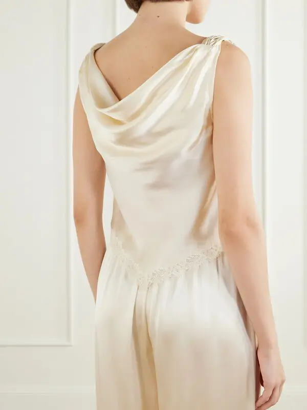 DÔEN Manon Gathered Silk Top - Neutrals