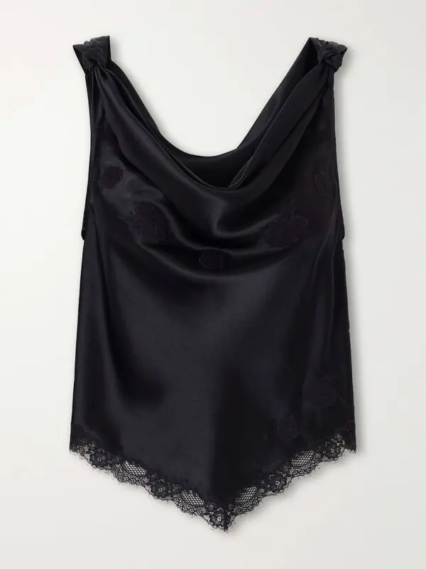 DÔEN Manon Gathered Silk Top - Black