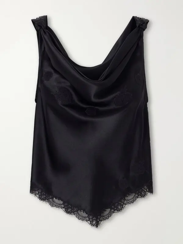 DÔEN Manon Gathered Silk Top - Black