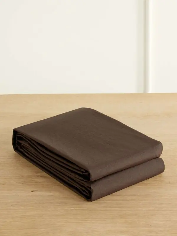 TEKLA Percale Organic Cotton Duvet Cover - Dark Brown