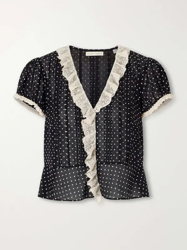 DÔEN Orella Lace-trimmed Organic Cotton Blouse - Multi