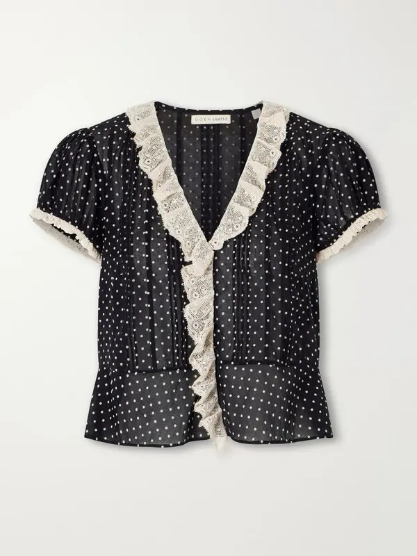 DÔEN Orella Lace-trimmed Organic Cotton Blouse - Multi