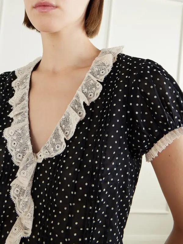 DÔEN Orella Lace-trimmed Organic Cotton Blouse - Multi