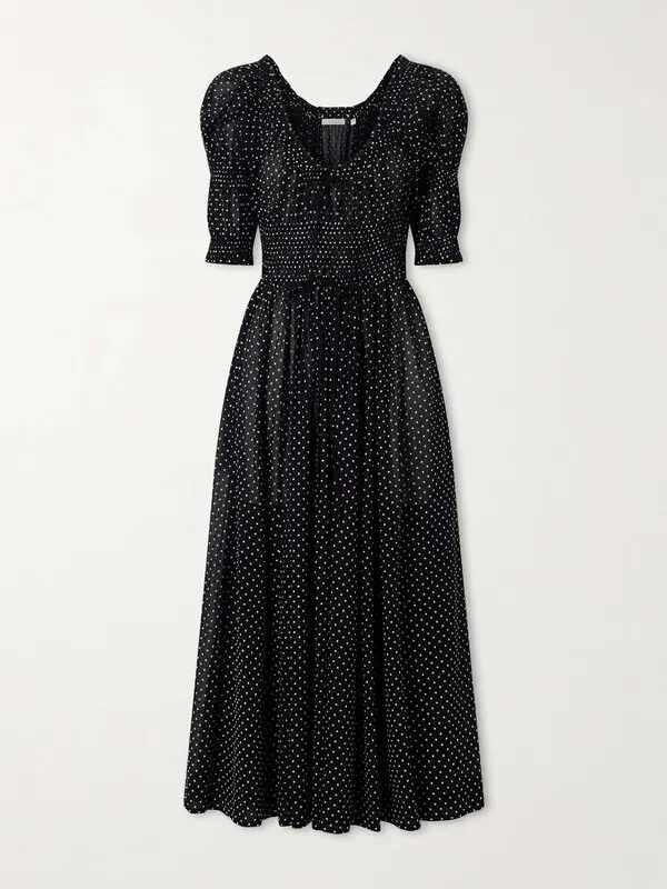 DÔEN Ischia Polka Dots Organic Cotton Voile Midi Dress - Multi