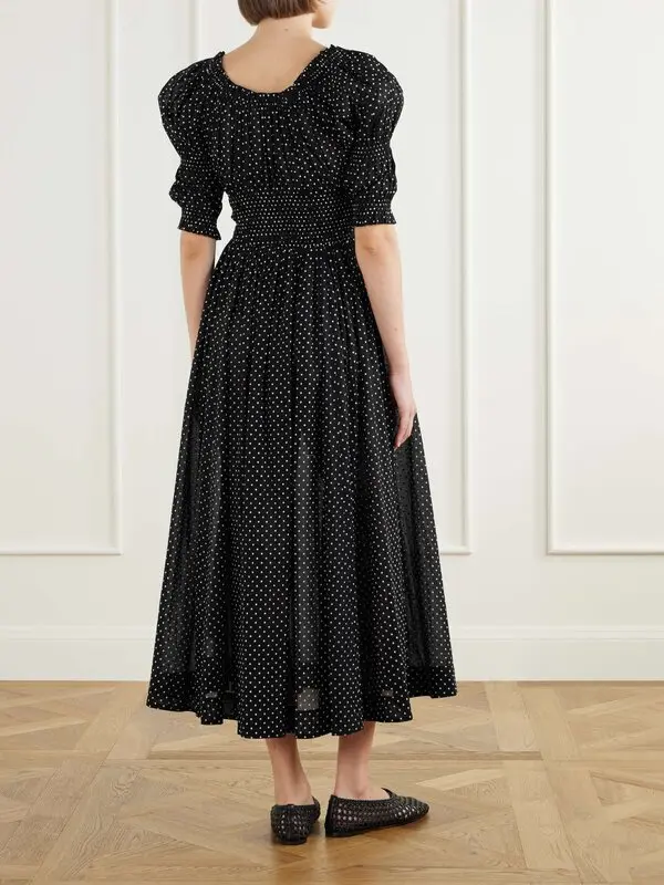 DÔEN Ischia Polka Dots Organic Cotton Voile Midi Dress