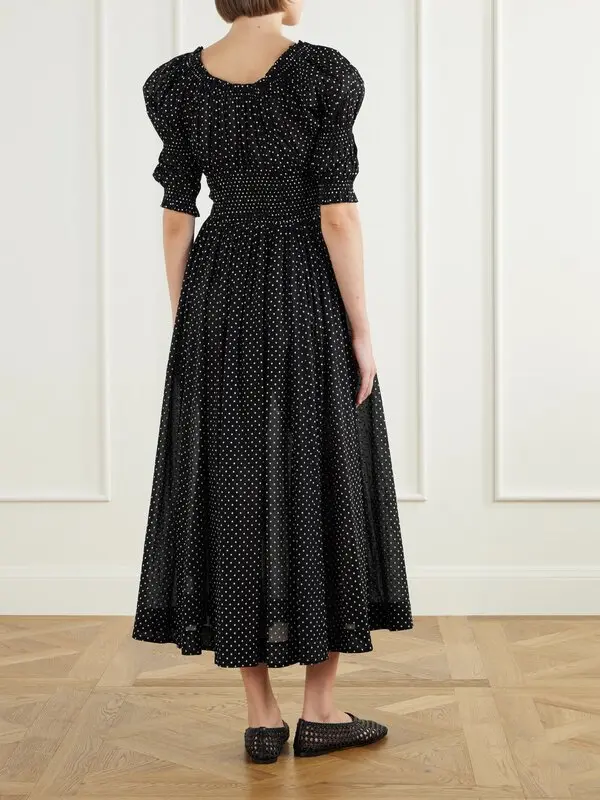 DÔEN Ischia Polka Dots Organic Cotton Voile Midi Dress - Multi