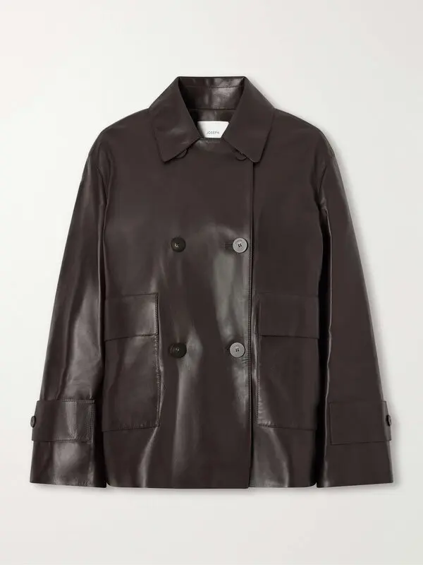 JOSEPH Delia Double-breasted Leather Jacket