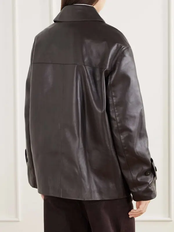 JOSEPH Delia Double-breasted Leather Jacket