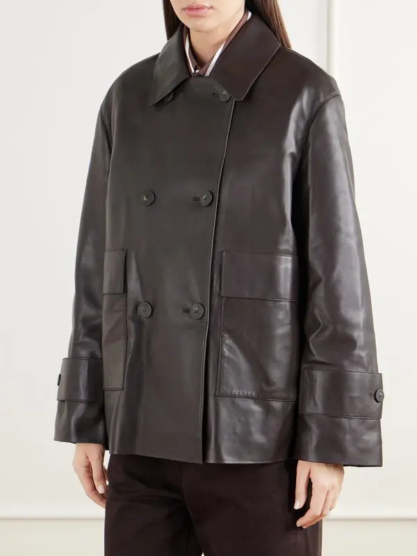 JOSEPH Delia Double-breasted Leather Jacket