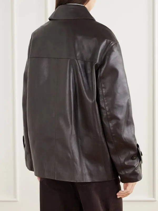 JOSEPH Delia Double-breasted Leather Jacket