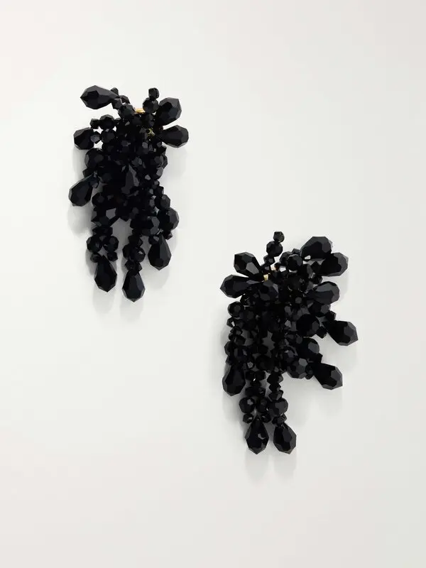 Simone Rocha Wilted Chandelier Crystal Earrings - Black