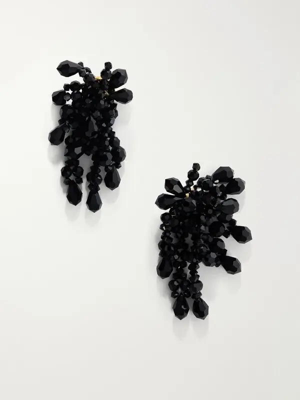 Simone Rocha Wilted Chandelier Crystal Earrings - Black