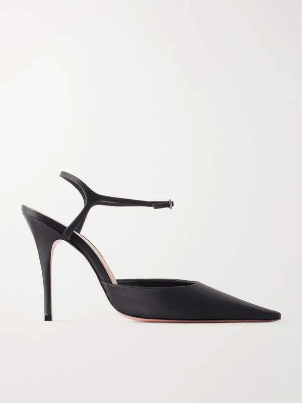 Amina Muaddi Carolyn 100 Satin Pumps - Black
