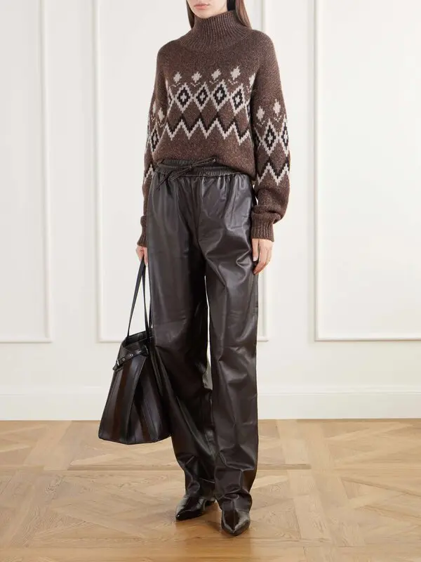 JOSEPH Nat Paneled Leather Straight-leg Pants