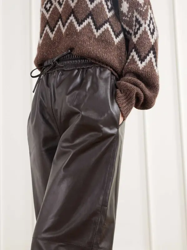 JOSEPH Nat Paneled Leather Straight-leg Pants