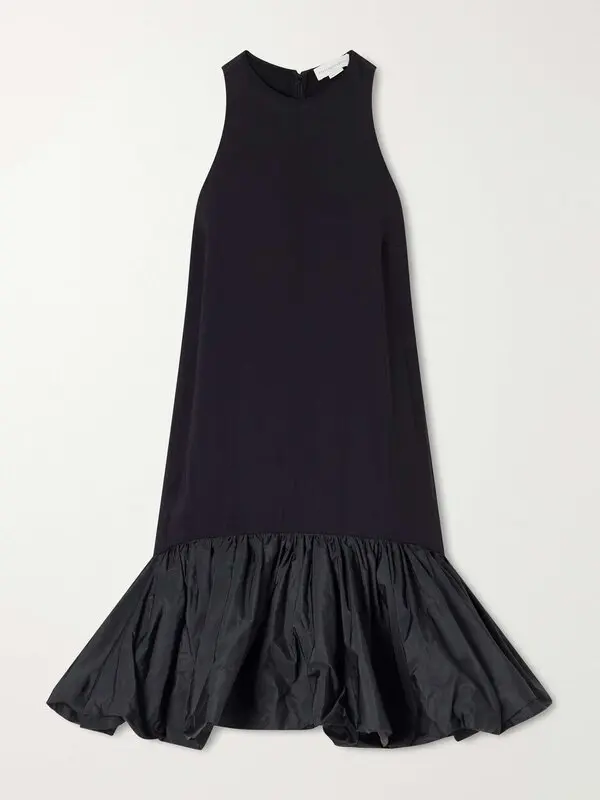Stella McCartney Taffeta-trimmed Cady Peplum Mini Dress - Black