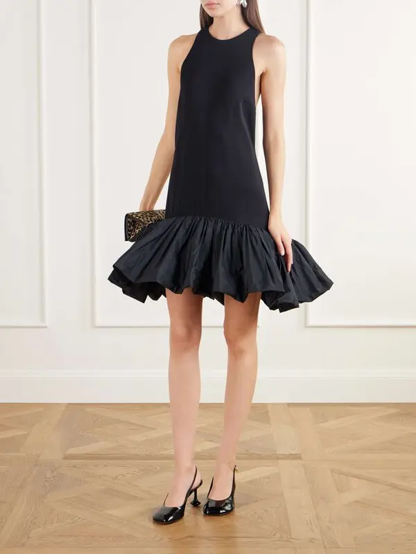 Stella McCartney Taffeta-trimmed Cady Peplum Mini Dress